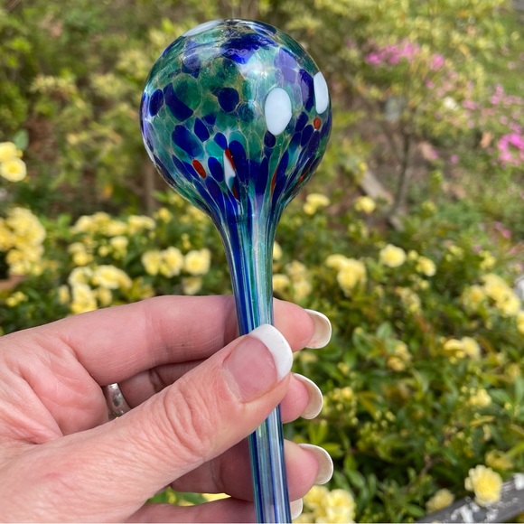 Art | Hand Blown Blue Glass Watering Spike | Poshmark